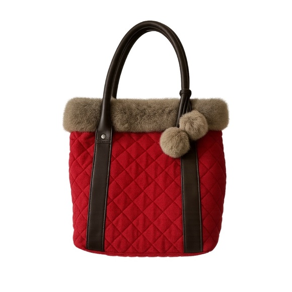 Bath & Body Works | Bags | Bath Body Works Red Quilted Tote Bag With ...